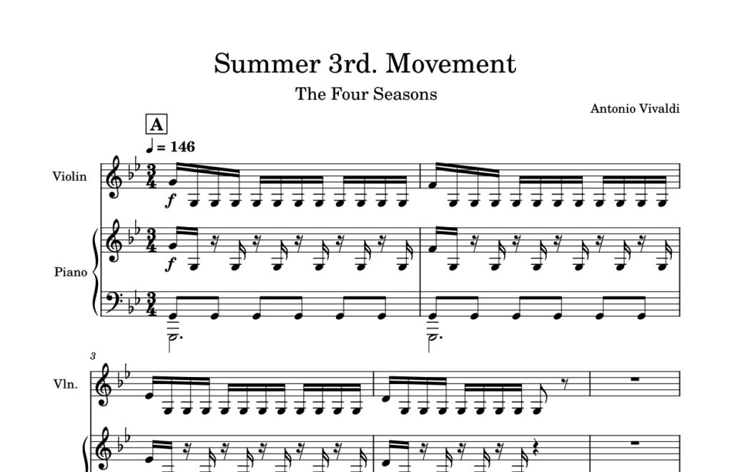 Vivaldi Summer 3rd Movement | Music Note