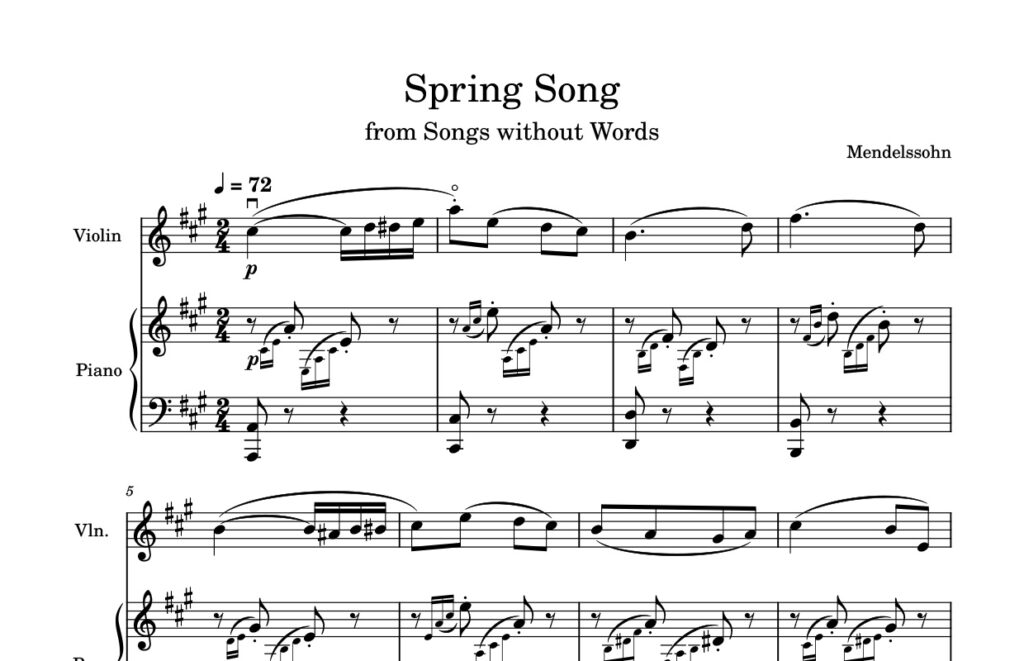 Mendelssohn: Spring Song | Music Note